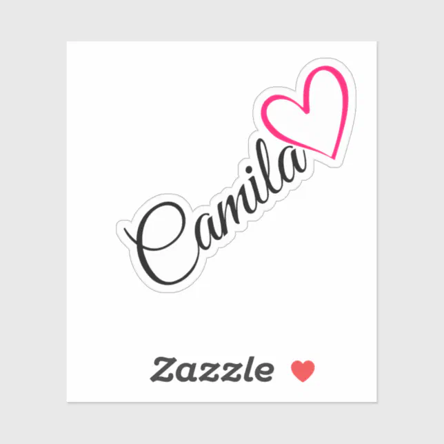 Personalized Name Pink Calligraphy Heart Text Sticker | Zazzle