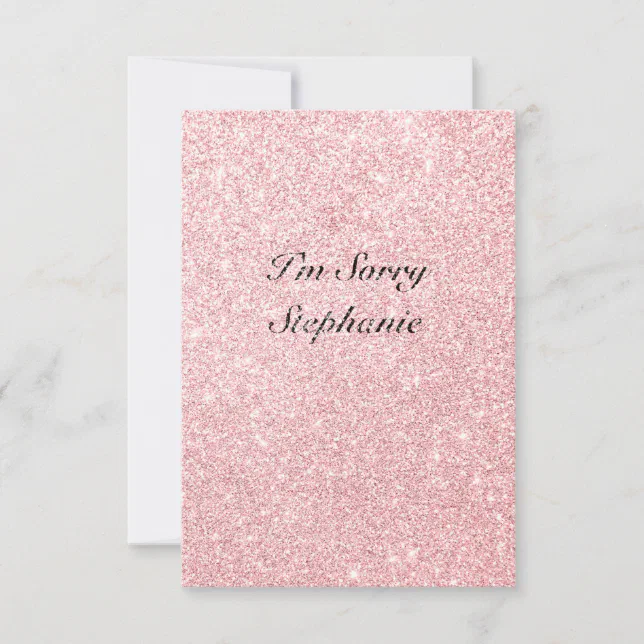Personalized Name Pink Glitter I'm Sorry Card | Zazzle
