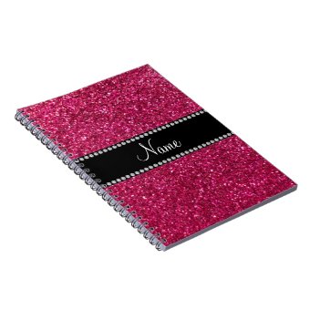 Personalized name pink glitter notebook | Zazzle