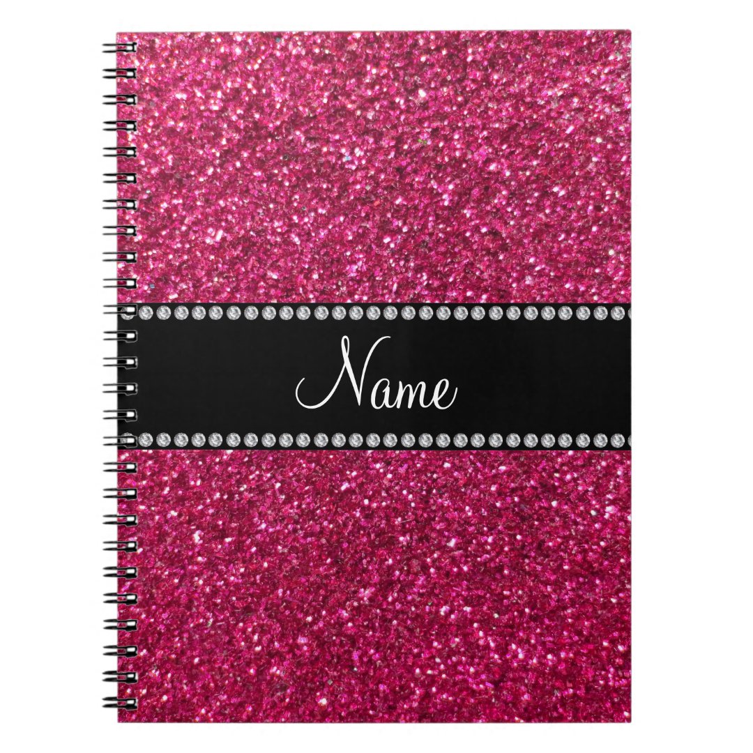 Personalized name pink glitter notebook | Zazzle