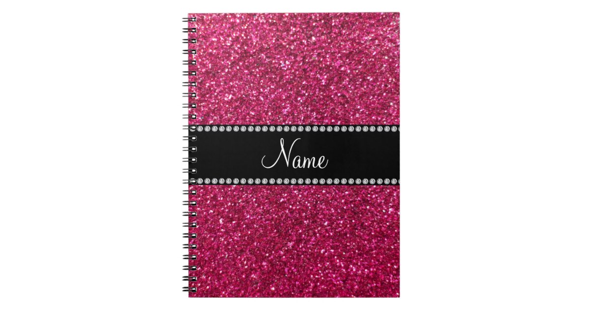 Personalized name pink glitter notebook | Zazzle
