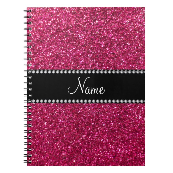 Personalized name pink glitter notebook | Zazzle