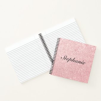 Personalized Name Pink Glitter Sparkle Style Notebook | Zazzle