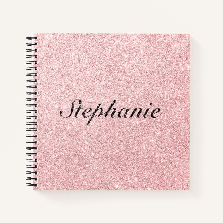 Personalized Name Pink Glitter Sparkle Style Notebook | Zazzle
