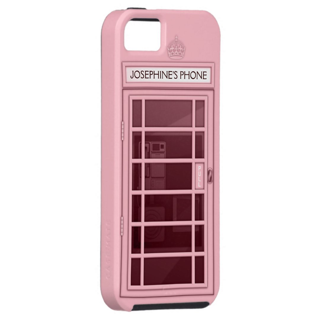 Personalized Name Pink Telephone Box iPhone 5 Case | Zazzle