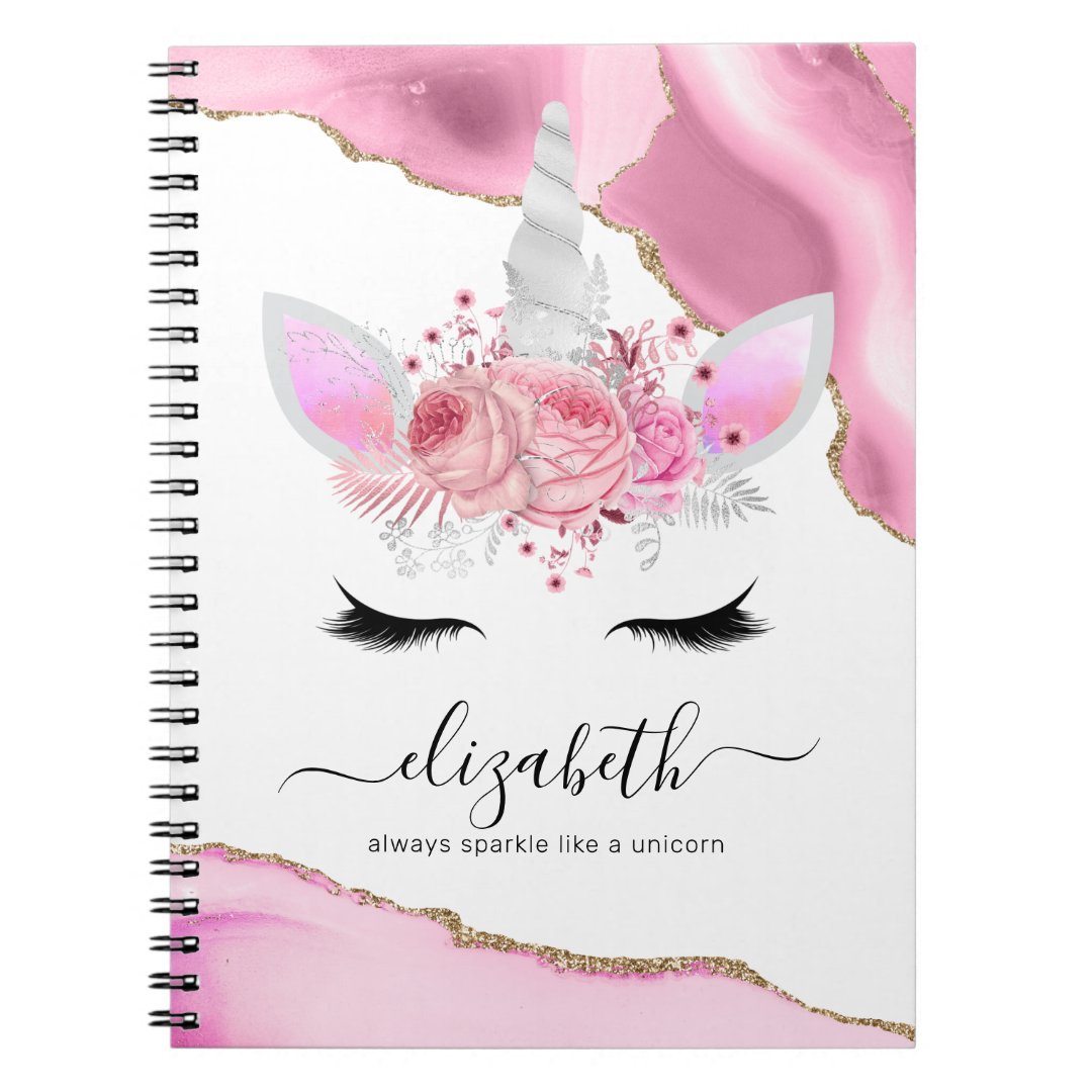 Personalized Name Pink Unicorn Notebook | Zazzle