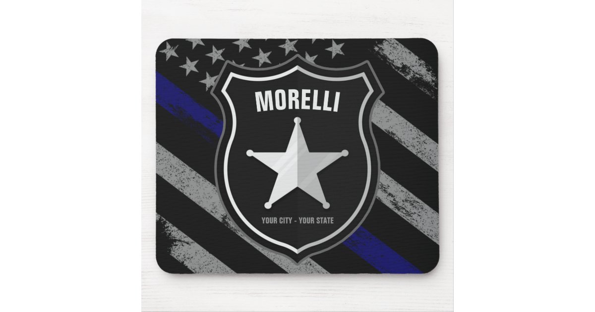Personalized NAME Police Officer Sheriff Cop Flag Mouse Pad | Zazzle