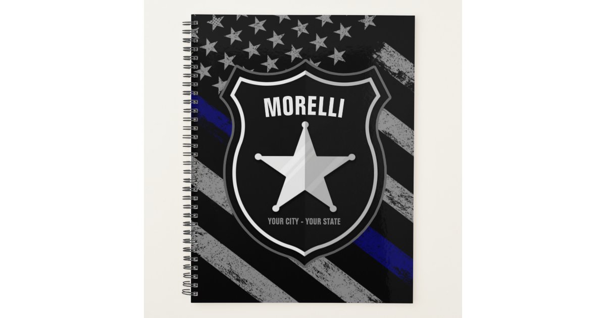 Personalized NAME Police Officer Sheriff Cop Flag Planner | Zazzle