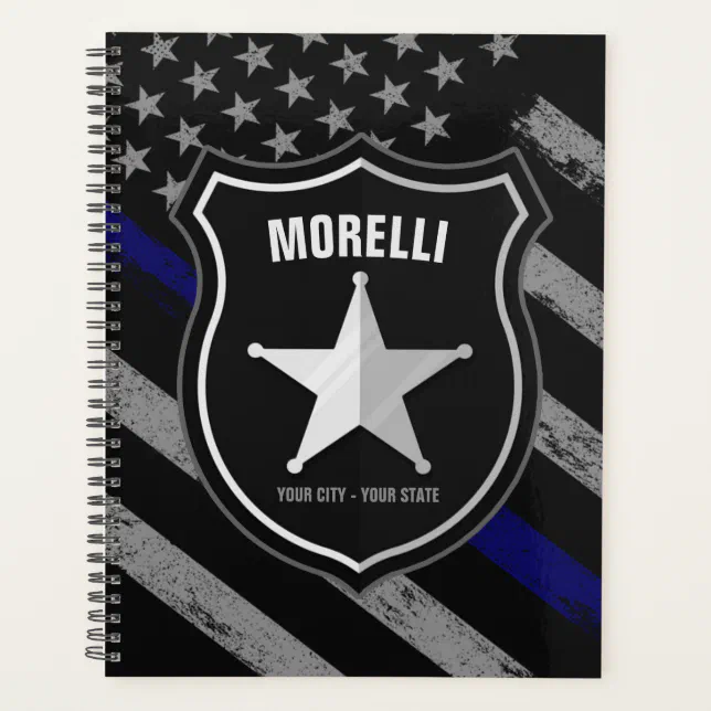 Personalized NAME Police Officer Sheriff Cop Flag Planner | Zazzle