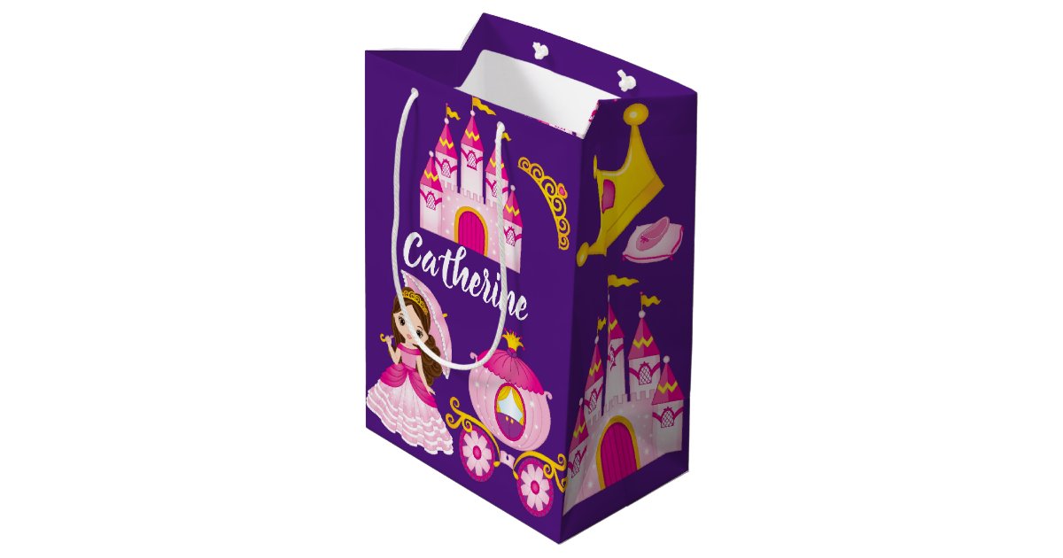 Personalized Name Princess Castle Birthday Party Medium Gift Bag | Zazzle