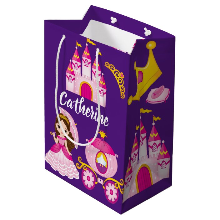 Personalized Name Princess Castle Birthday Party Medium Gift Bag ...