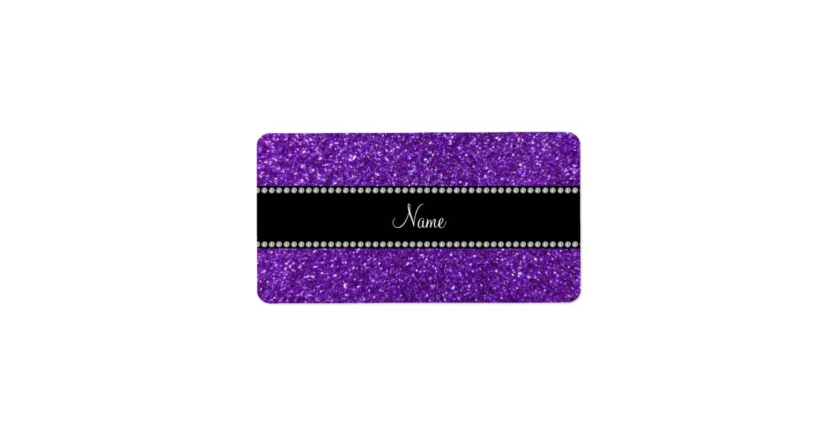 Personalized name purple glitter label | Zazzle