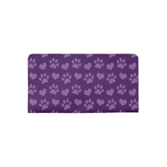 Personalized name purple hearts and paw prints checkbook cover | Zazzle