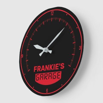 Personalized NAME Racing Car Speedometer Garage Large Clock | Zazzle