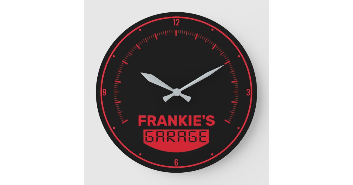 Personalized NAME Racing Car Speedometer Garage Large Clock | Zazzle