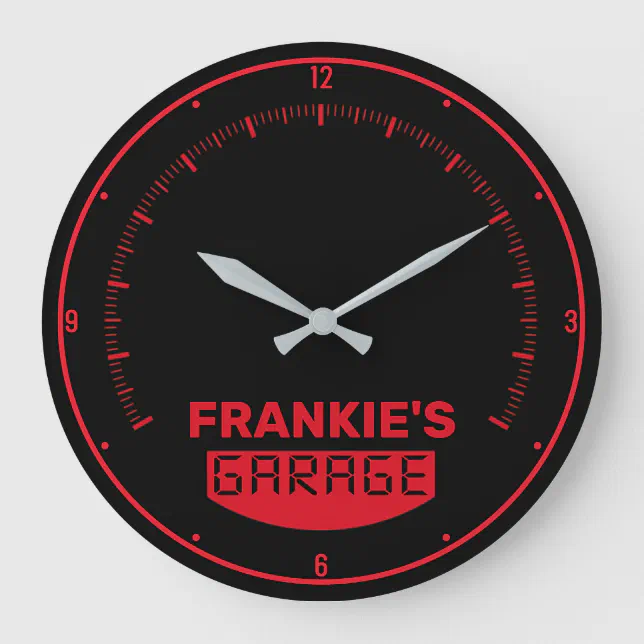 Personalized NAME Racing Car Speedometer Garage Large Clock | Zazzle