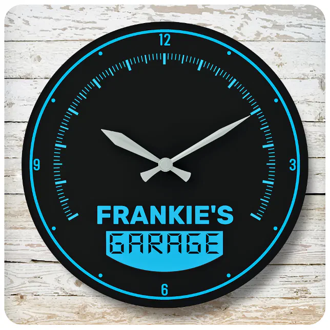 Personalized NAME Racing Car Speedometer Garage Large Clock | Zazzle