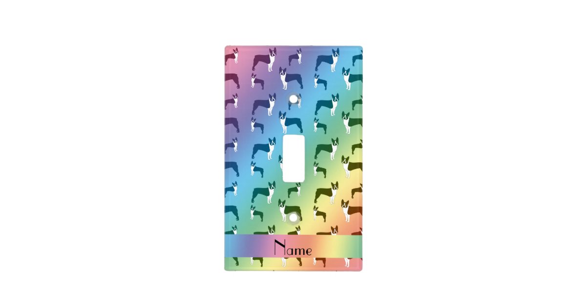 Personalized name rainbow boston terrier light switch cover | Zazzle