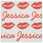 Simple Pinkish Red Lip Print Fabric by the Yard | Zazzle