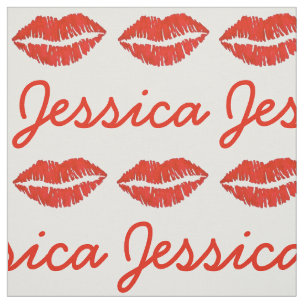 Simple Pinkish Red Lip Print Fabric by the Yard | Zazzle