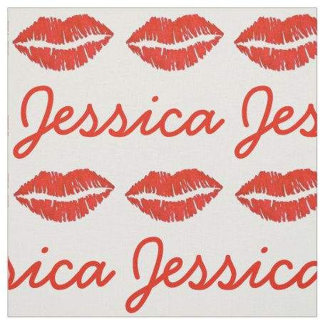 Simple Pinkish Red Lip Print Fabric by the Yard | Zazzle