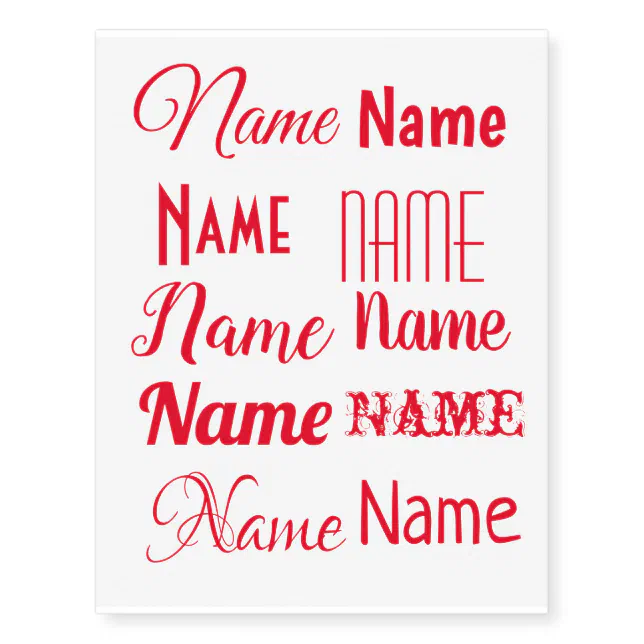 Personalized Name red Temporary Tattoos | Zazzle