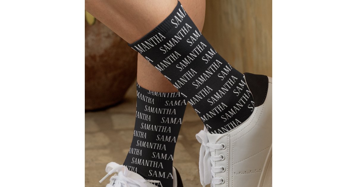 Personalized Name Repeating Pattern Custom Socks | Zazzle