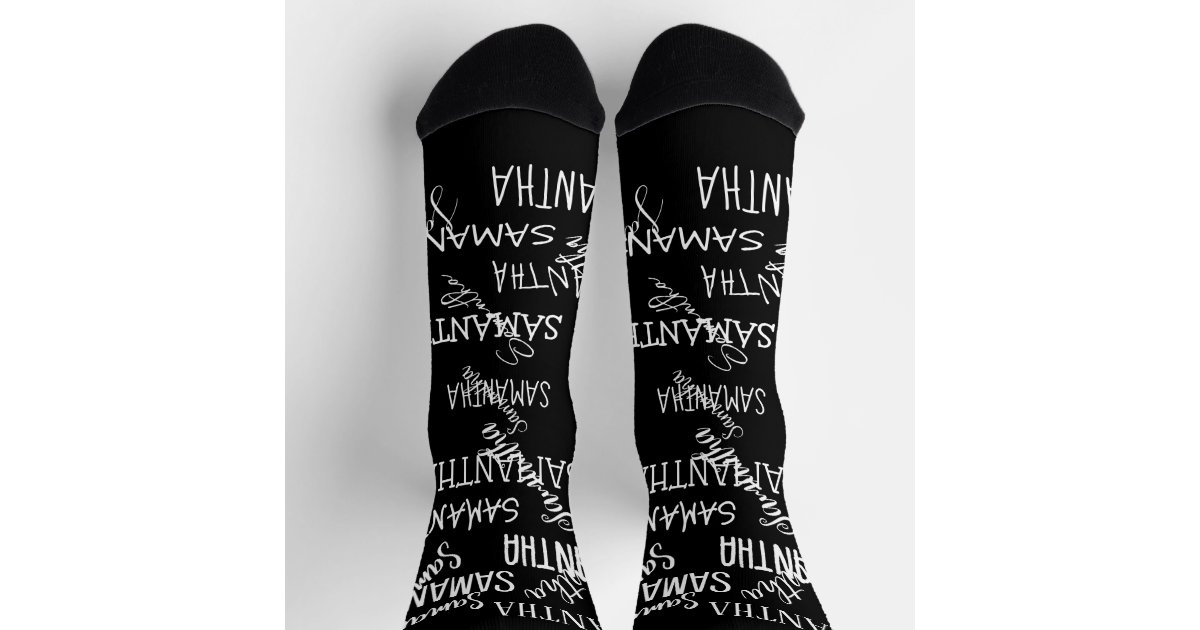 Personalized Name Repeating Pattern Handwriting Socks | Zazzle