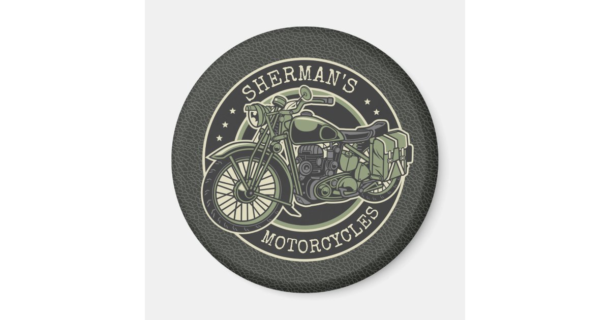 Personalized NAME Retro Military Motorcycle Biker Magnet | Zazzle