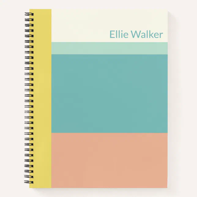 Personalized Name Retro Pastel Color Block Writing Notebook | Zazzle