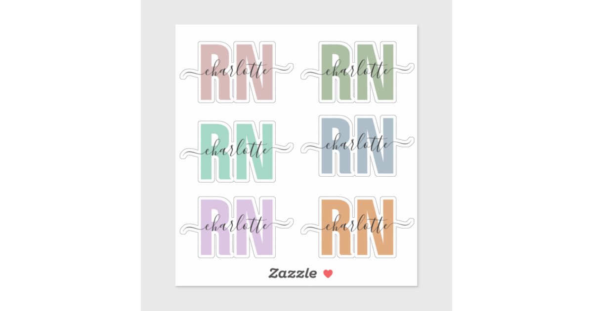 Personalized Name RN Registered Nurse Appreciation Sticker | Zazzle