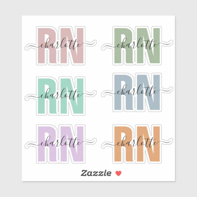 Personalized Name RN Registered Nurse Appreciation Sticker | Zazzle