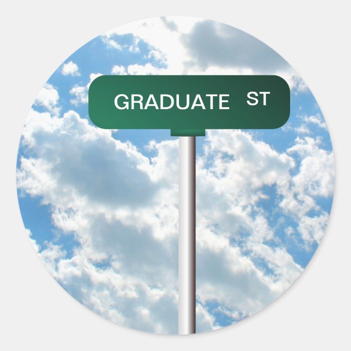 Personalized Name Road Street Sign on Blue Sky Classic Round Sticker ...