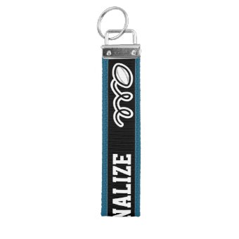 Personalized name rugby wrist strap keychains | Zazzle