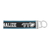 Personalized name rugby wrist strap keychains | Zazzle