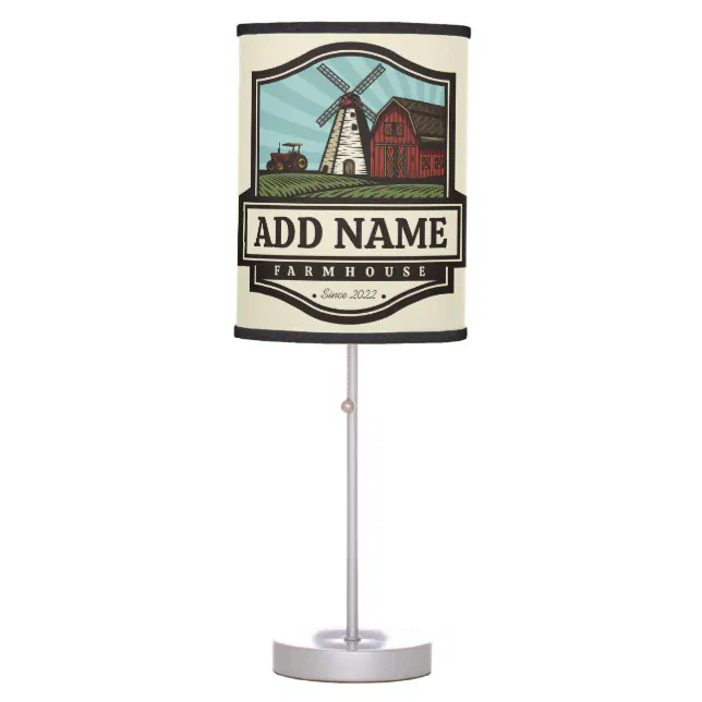Personalized NAME Rustic Farmhouse Old Windmill Table Lamp | Zazzle