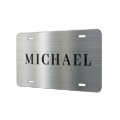 Personalized Name Silver Gray Metallic Elegant License Plate | Zazzle
