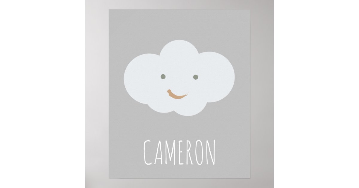 Personalized Name simple cute cloud Illustration Poster | Zazzle