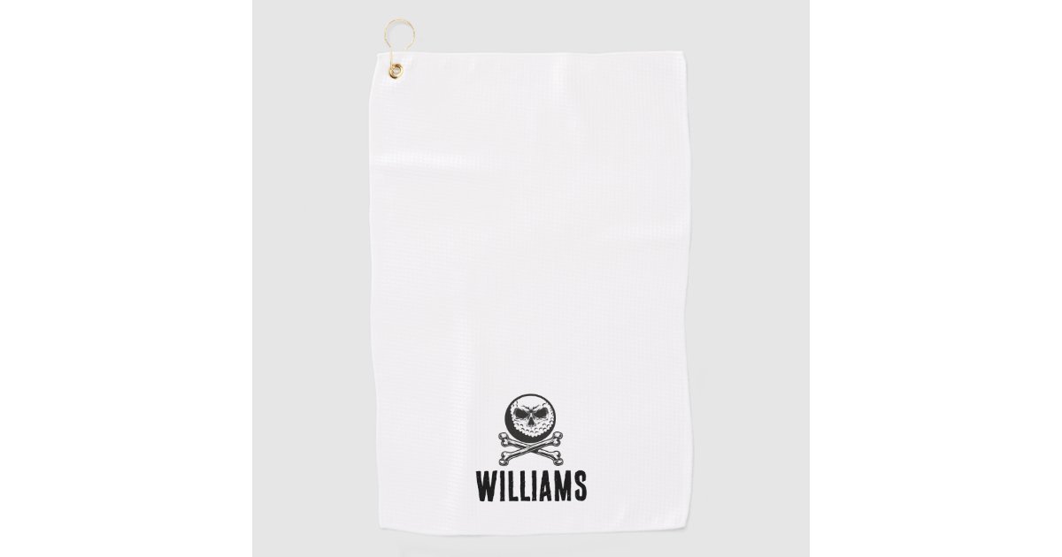 Personalized Name Skull Golf Ball And Crossbones Golf Towel | Zazzle