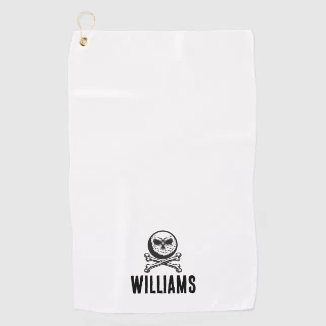 Personalized Name Skull Golf Ball And Crossbones Golf Towel | Zazzle