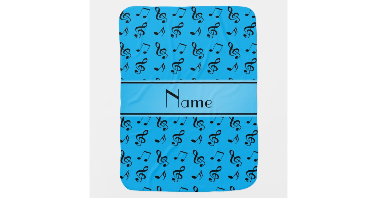 Personalized name sky blue music notes baby blanket | Zazzle