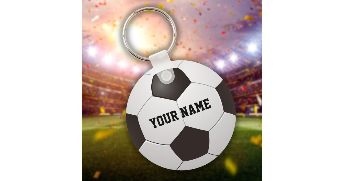 Personalized Name Soccer Ball Gift Keychain | Zazzle