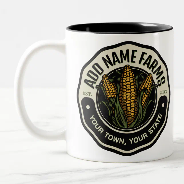 Personalized NAME Sweet Corn Garden Farm Farmer Two-Tone Coffee Mug ...