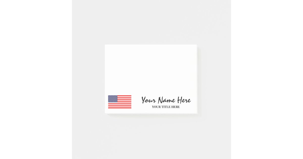 Personalized name & title patriotic American flag Post-it Notes | Zazzle