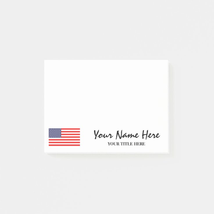 Personalized name & title patriotic American flag Post-it Notes | Zazzle