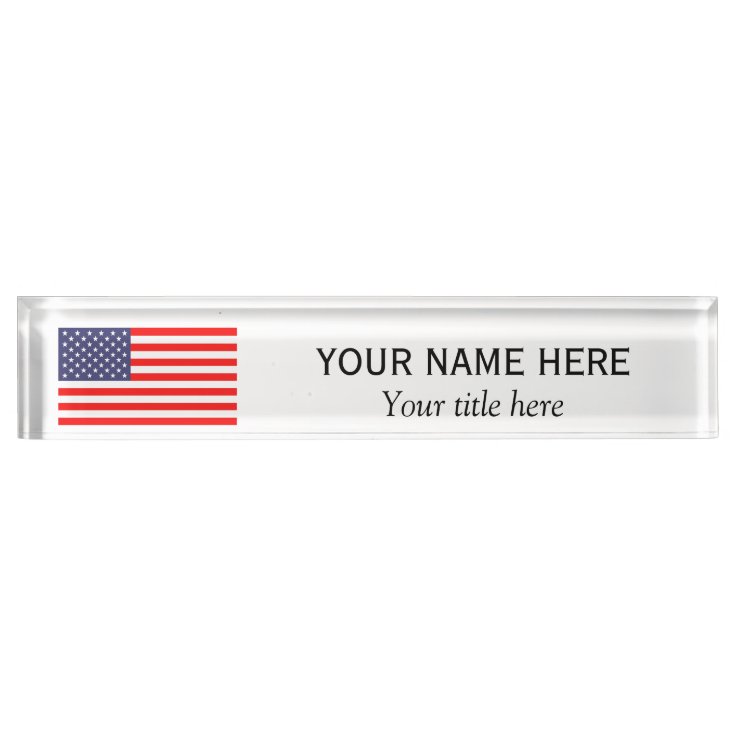 Personalized name title patriotic American US flag Name Plate | Zazzle