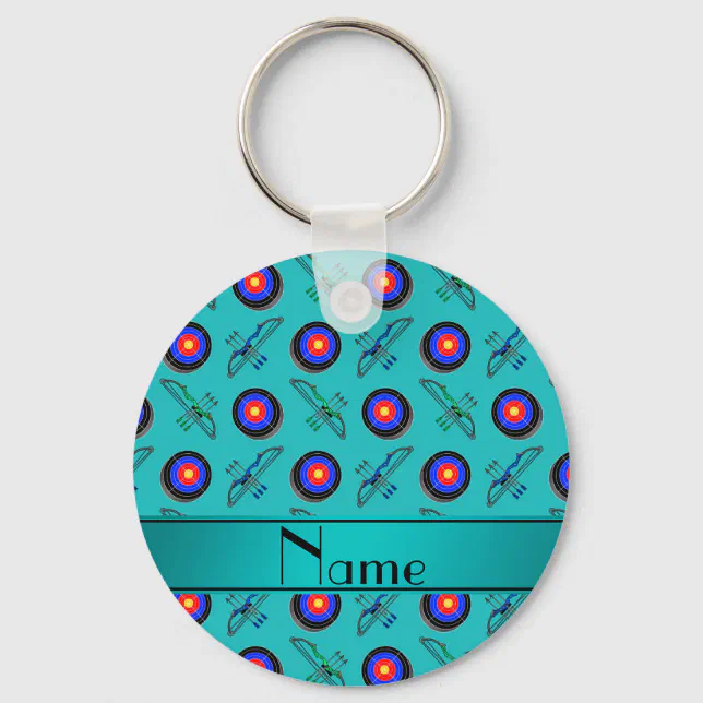 Personalized name turquoise archery keychain | Zazzle
