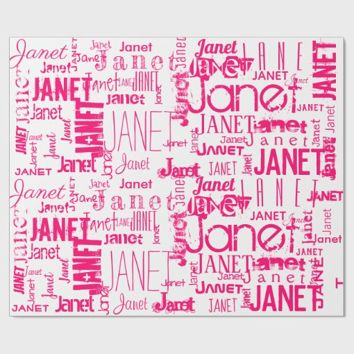 Personalized Name Typography Hot Pink Wrapping Paper | Zazzle