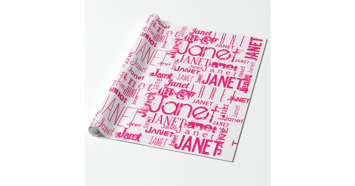 Personalized Name Typography Hot Pink Wrapping Paper | Zazzle