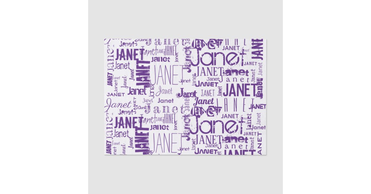 Personalized Name Typography Purple Word Cloud Tissue Paper | Zazzle